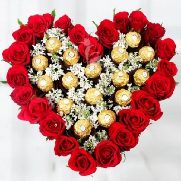 Heart Shaped choco-Flower Bouquet